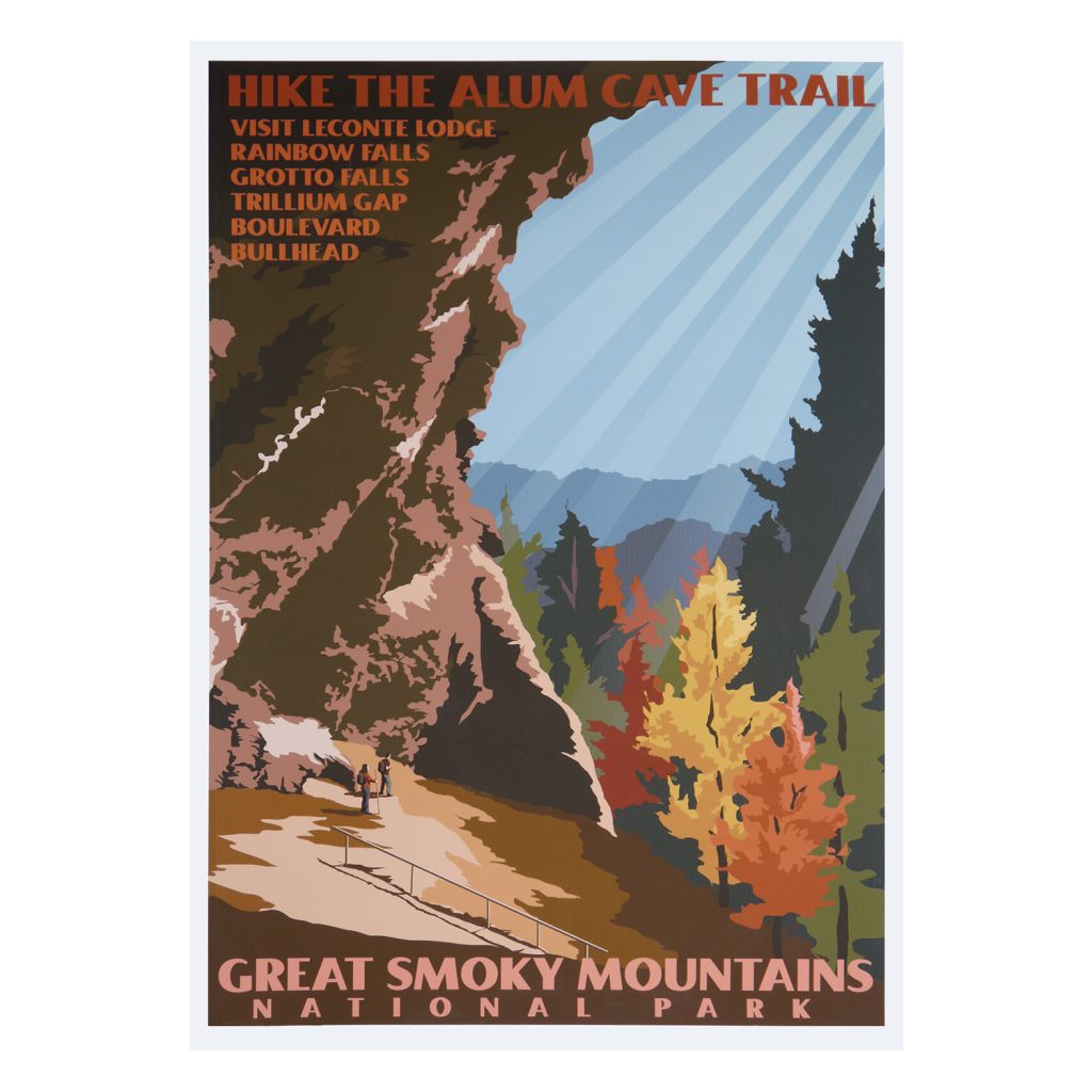 Retro Great Smoky Mountains National Park Alum Cave Poster | Smokies Life