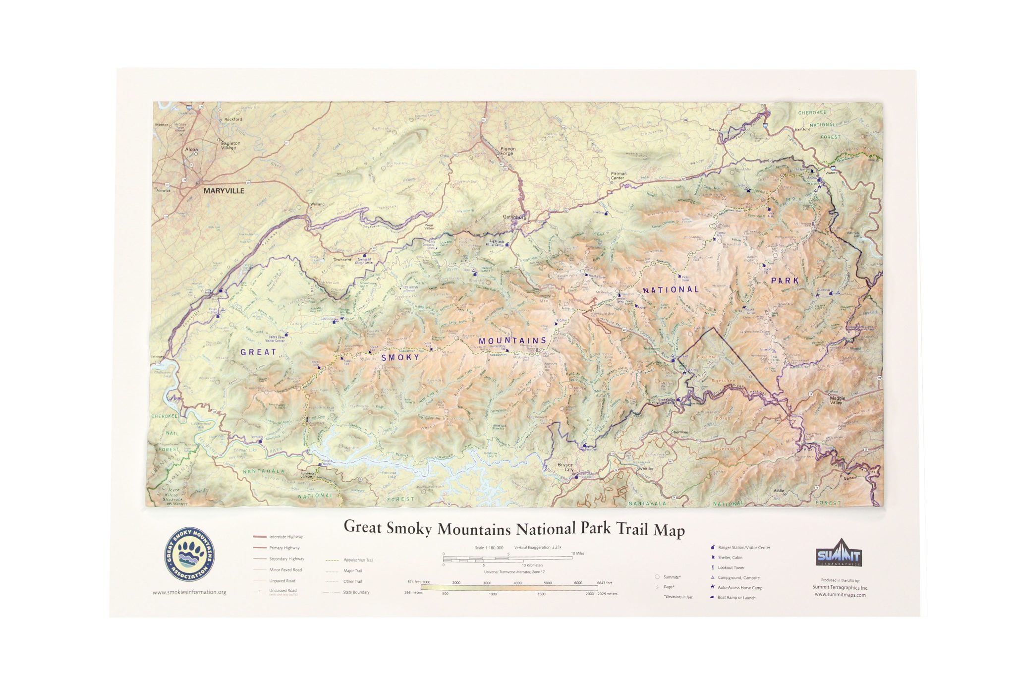 Great Smoky Mountains National Park Relief Map - Smokies Life