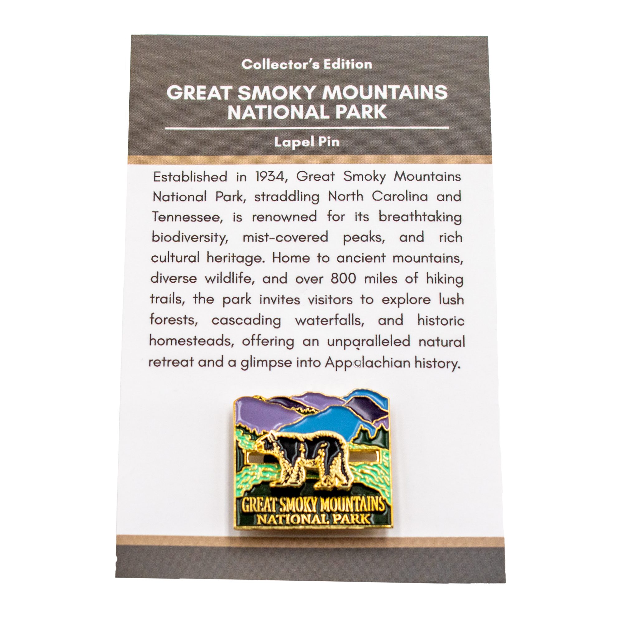 Great Smoky Mountains National Park Sliding Bear Lapel Pin | Smokies Life