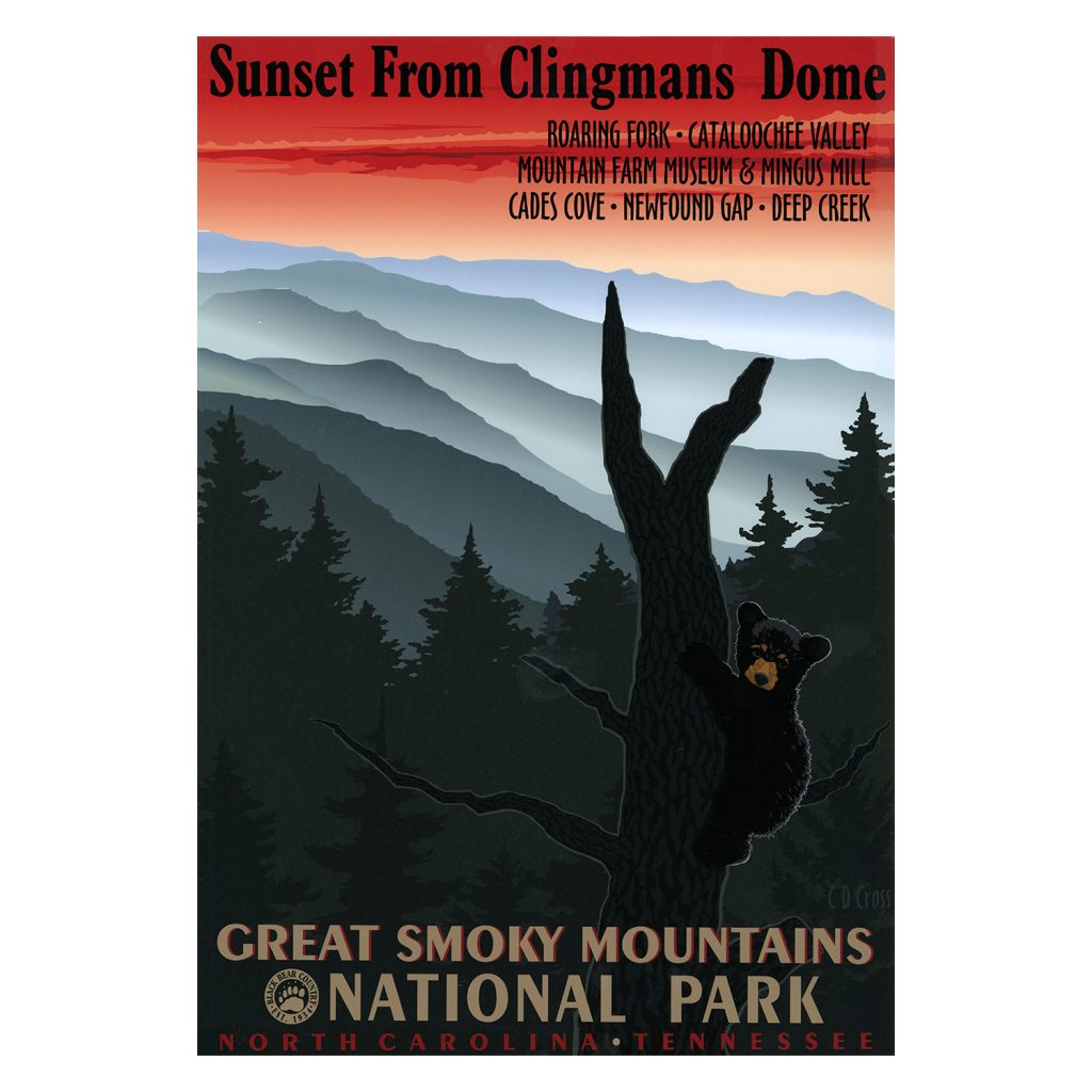 Retro Great Smoky Mountains National Park Sunset at Clingmans Dome ...