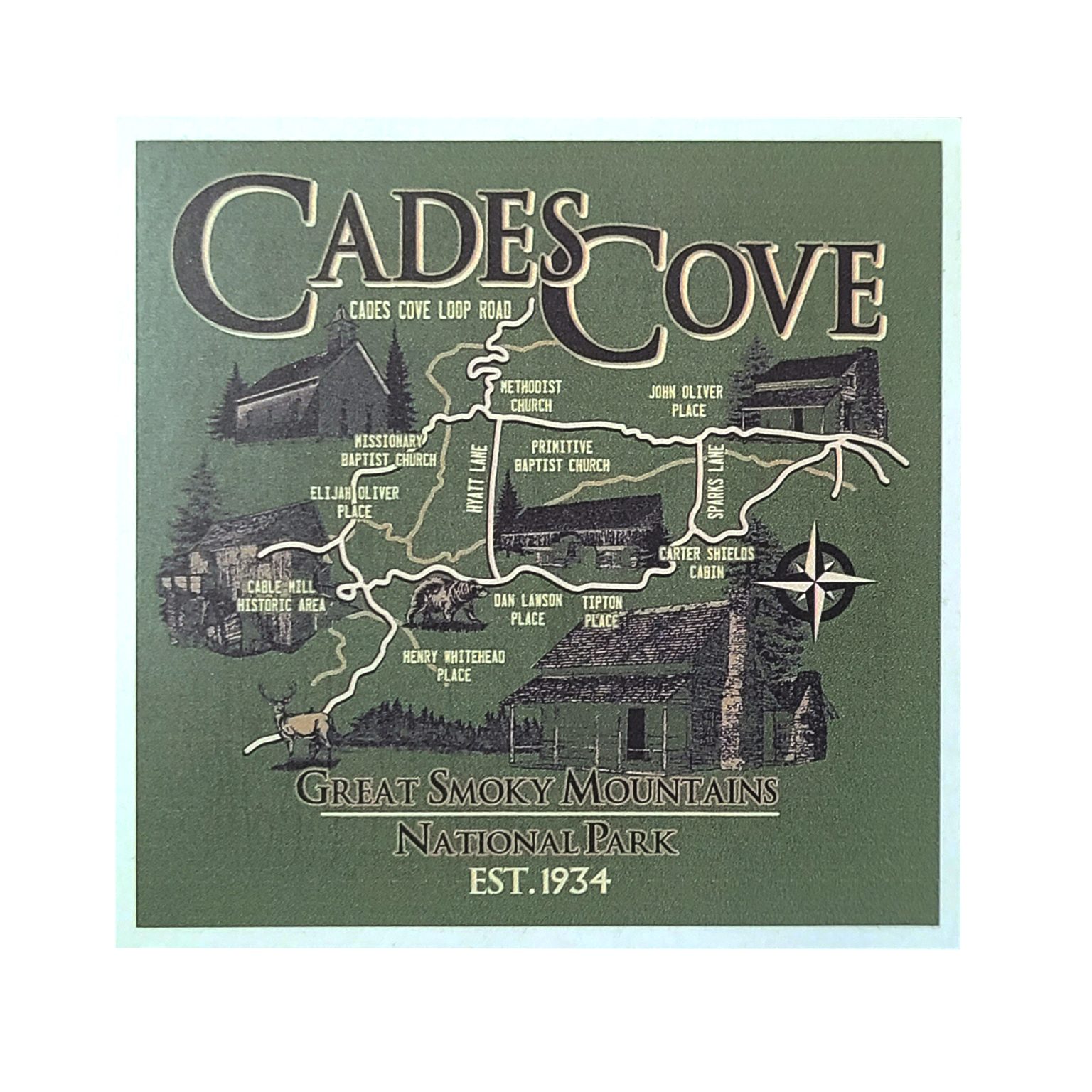 Cades Cove Map Sticker | Smokies Life