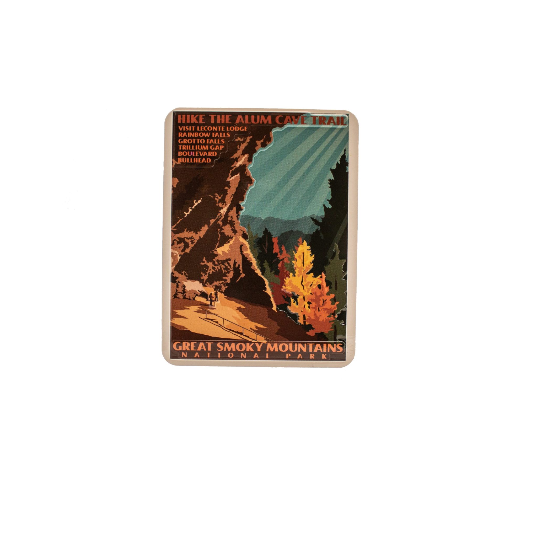 Retro Great Smoky Mountains National Park Alum Cave Tin Magnet ...